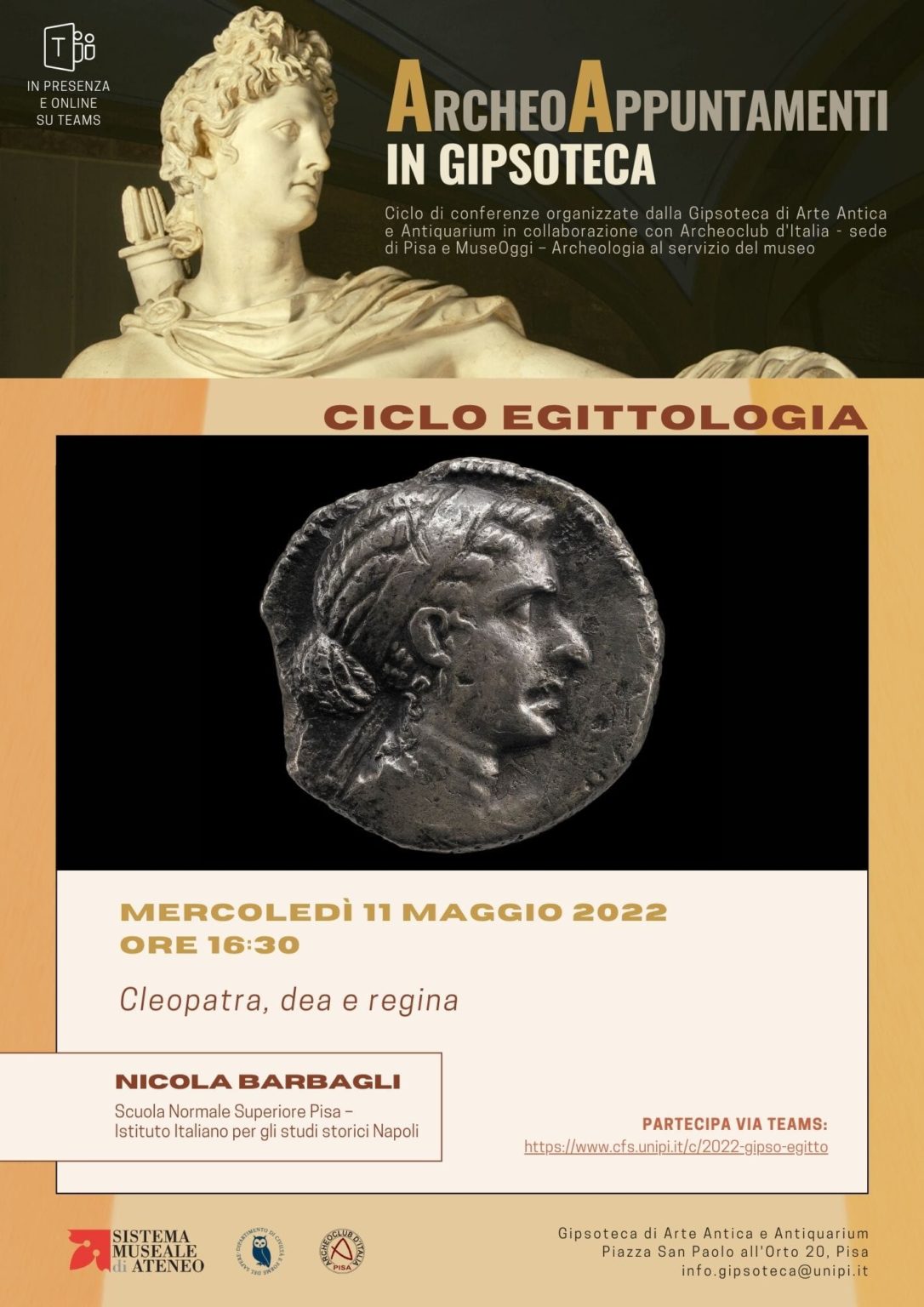 𝐀𝐫𝐜𝐡𝐞𝐨𝐀𝐩𝐩𝐮𝐧𝐭𝐚𝐦𝐞𝐧𝐭𝐢 𝐢𝐧 𝐆𝐢𝐩𝐬𝐨𝐭𝐞𝐜𝐚 11 maggio 2022 - "Cleopatra, dea e ...